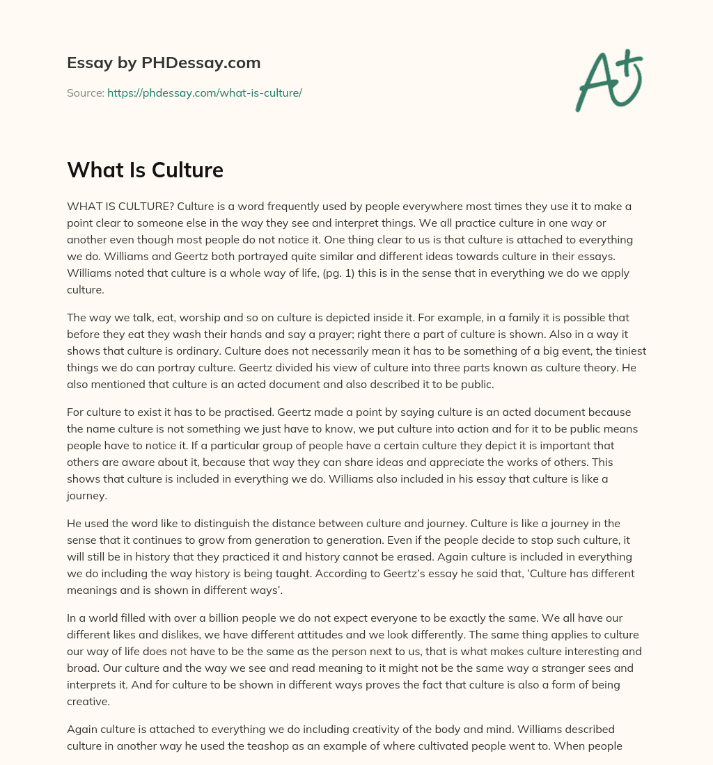 What Is Culture - PHDessay.com