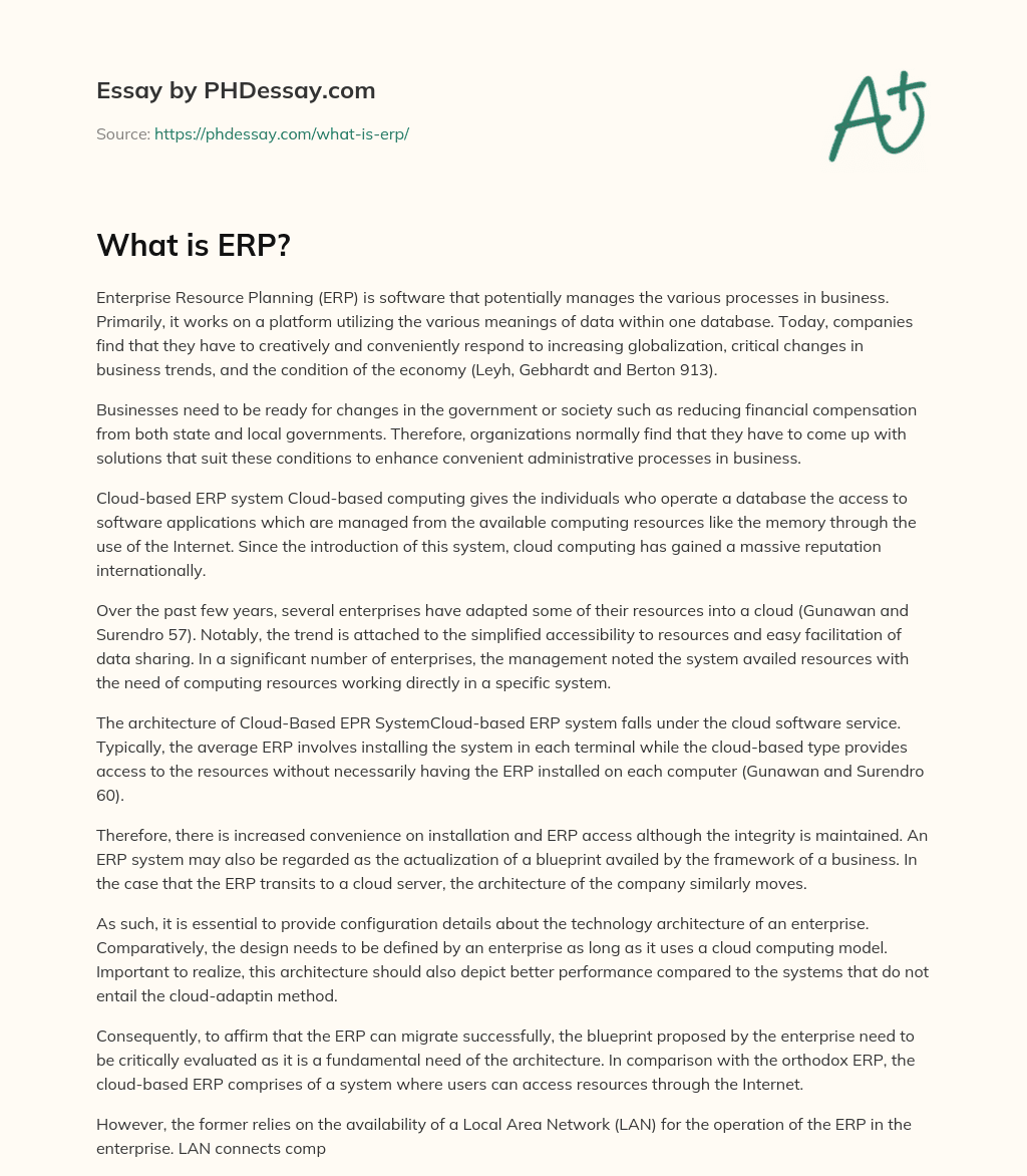 What is ERP? - PHDessay.com