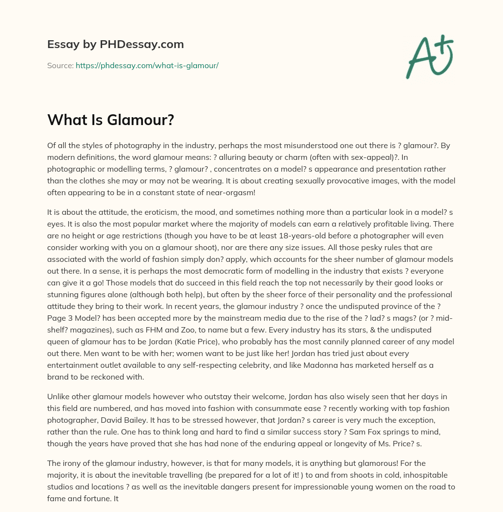 What Is Glamour? - PHDessay.com
