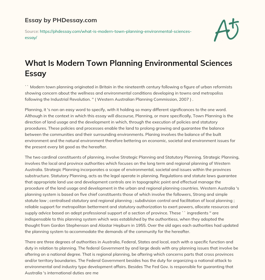 What Is Modern Town Planning Environmental Sciences Essay - PHDessay.com