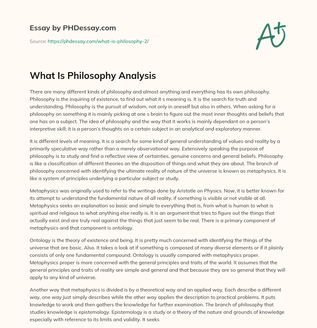 What Is Philosophy Analysis - PHDessay.com