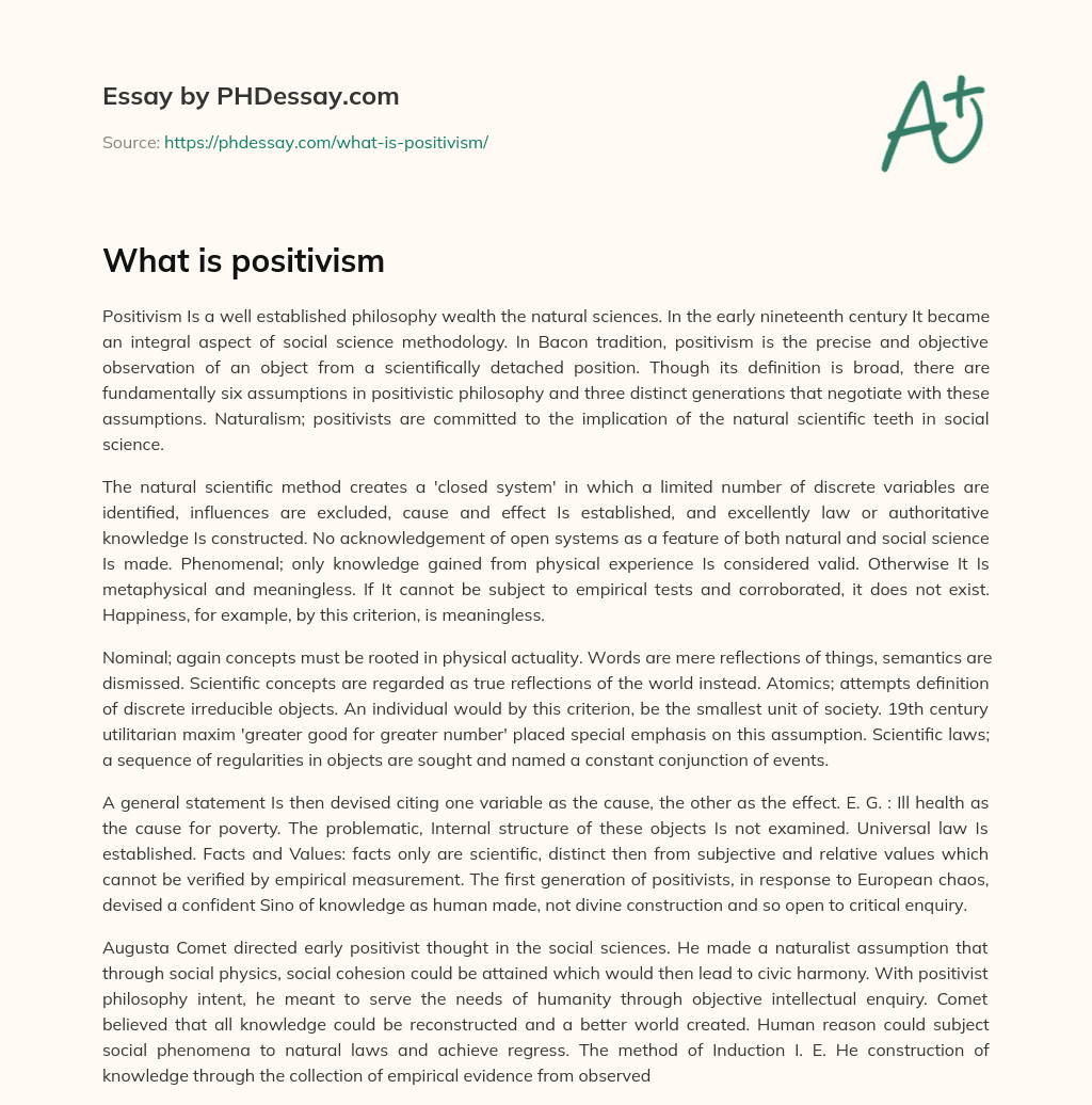 What is positivism - PHDessay.com