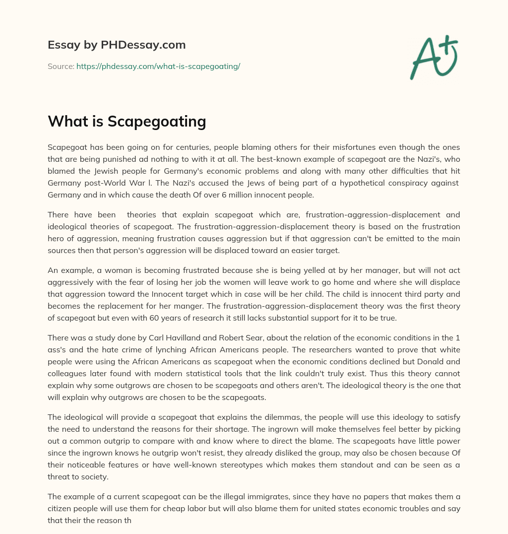 What is Scapegoating - PHDessay.com