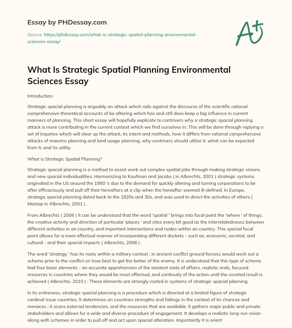 What Is Strategic Spatial Planning Environmental Sciences Essay ...