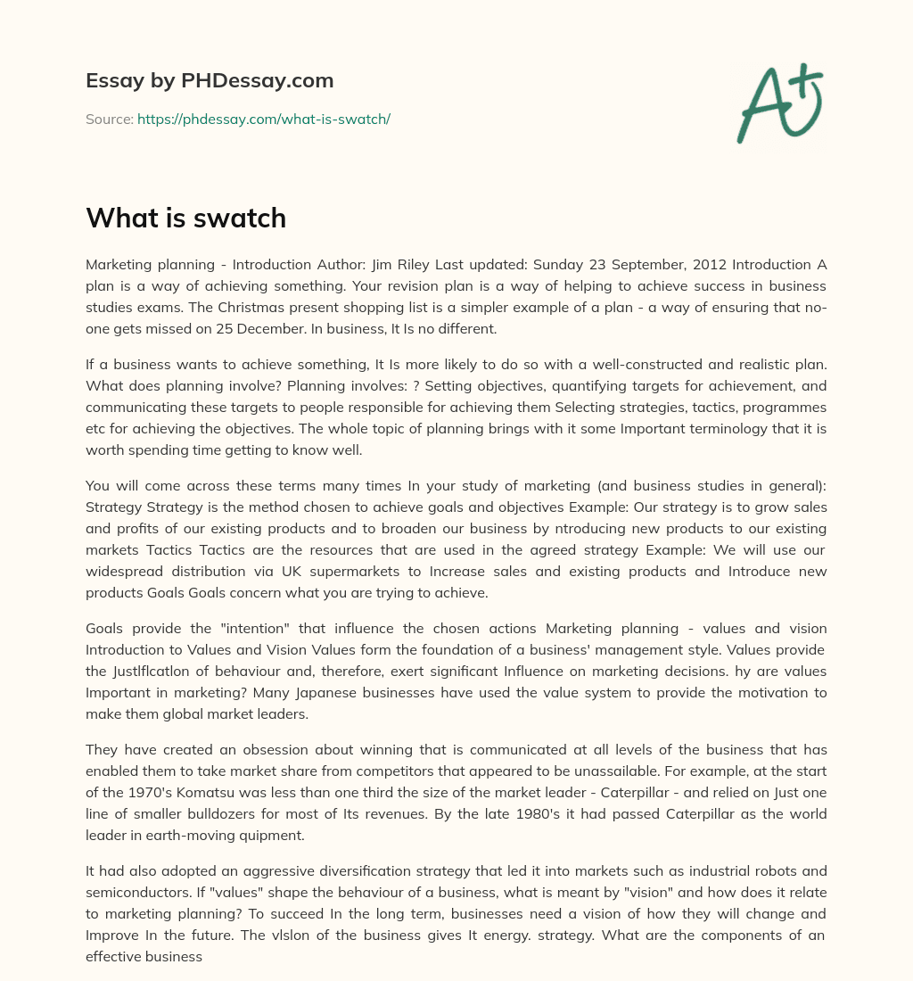 What is swatch - PHDessay.com