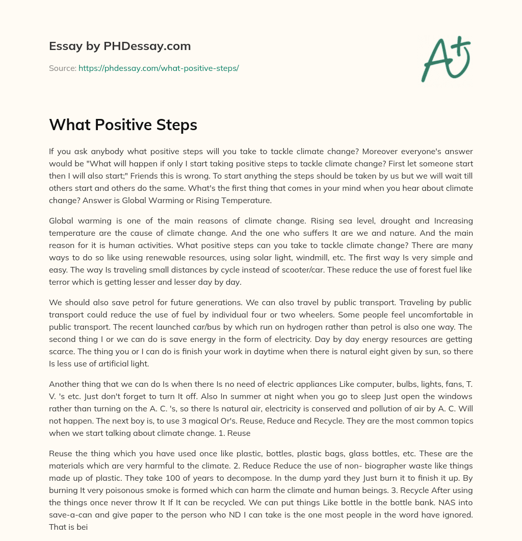 What Positive Steps - PHDessay.com
