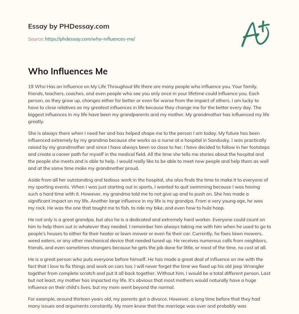 Who Influences Me - PHDessay.com