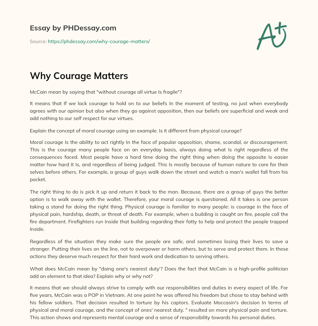 Why Courage Matters - PHDessay.com