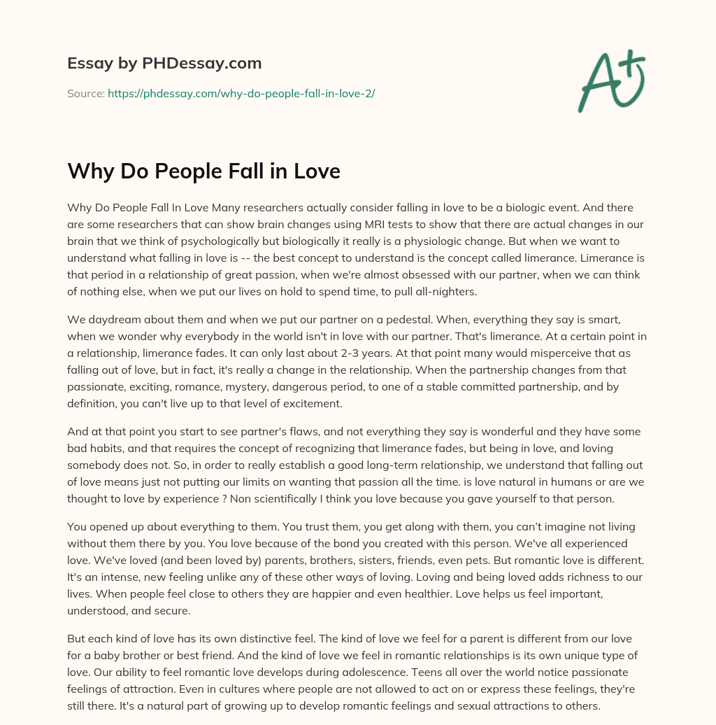 Why Do People Fall in Love - PHDessay.com