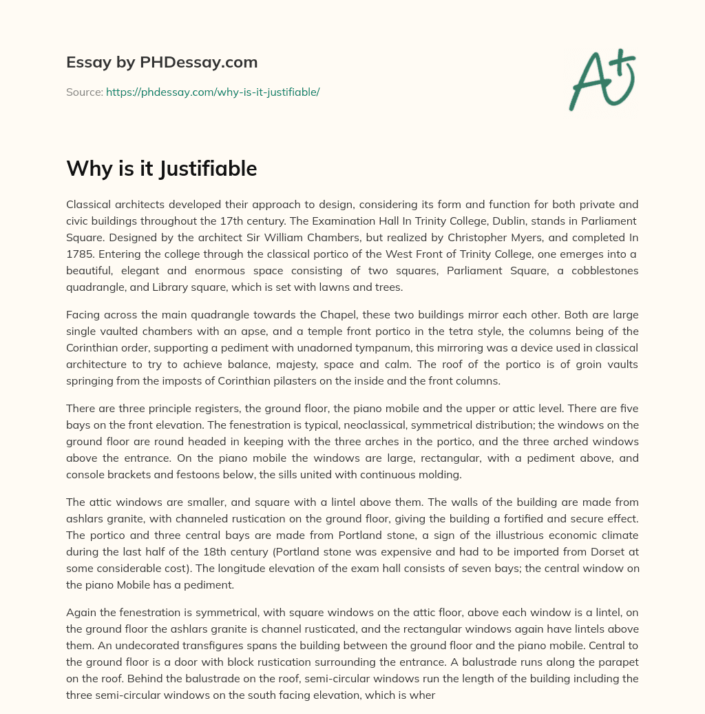 Why is it Justifiable (500 Words) - PHDessay.com