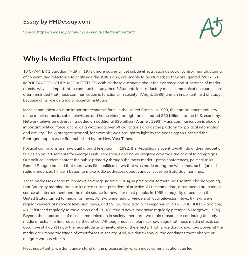 Why Is Media Effects Important - PHDessay.com