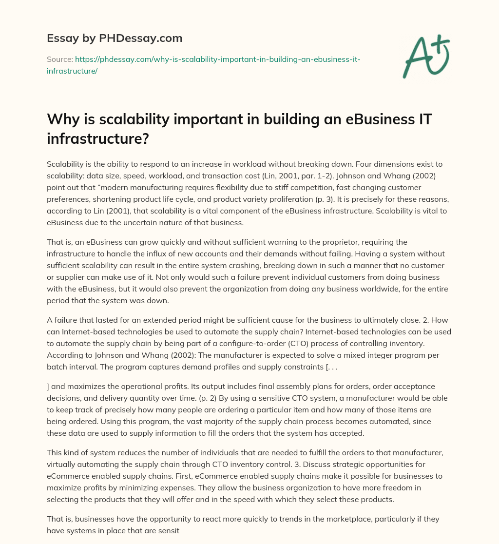 Why is scalability important in building an eBusiness IT infrastructure ...