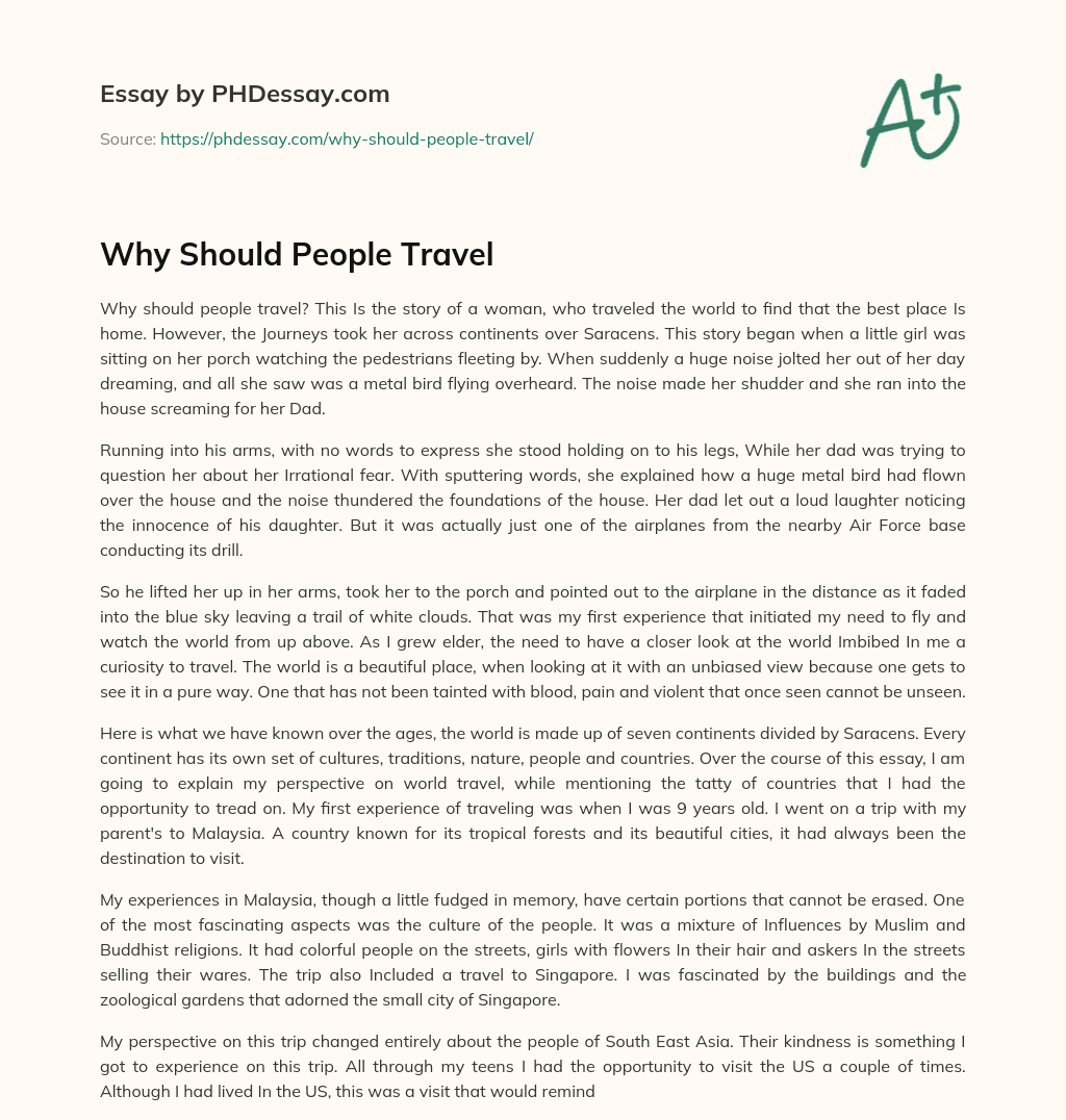 Why Should People Travel - PHDessay.com
