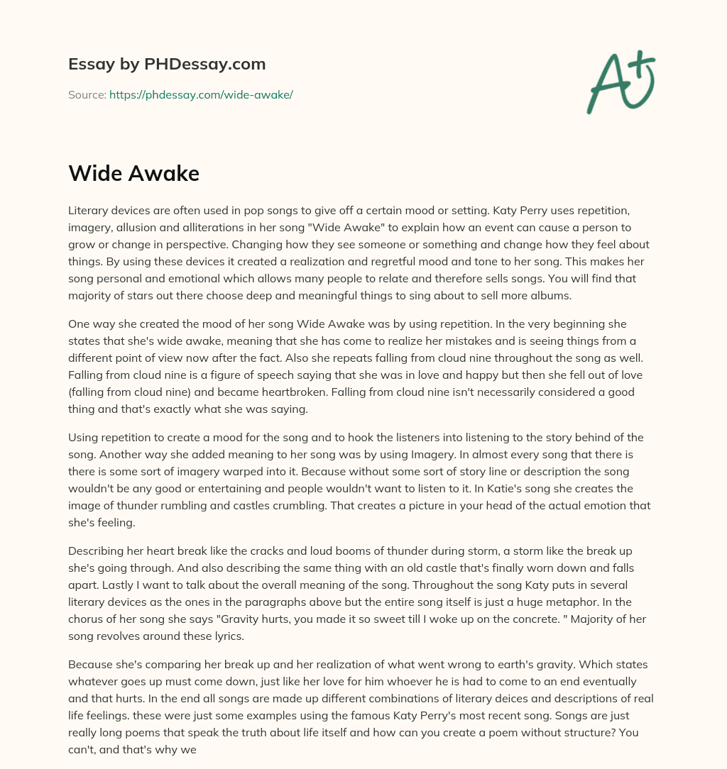 Wide Awake - PHDessay.com