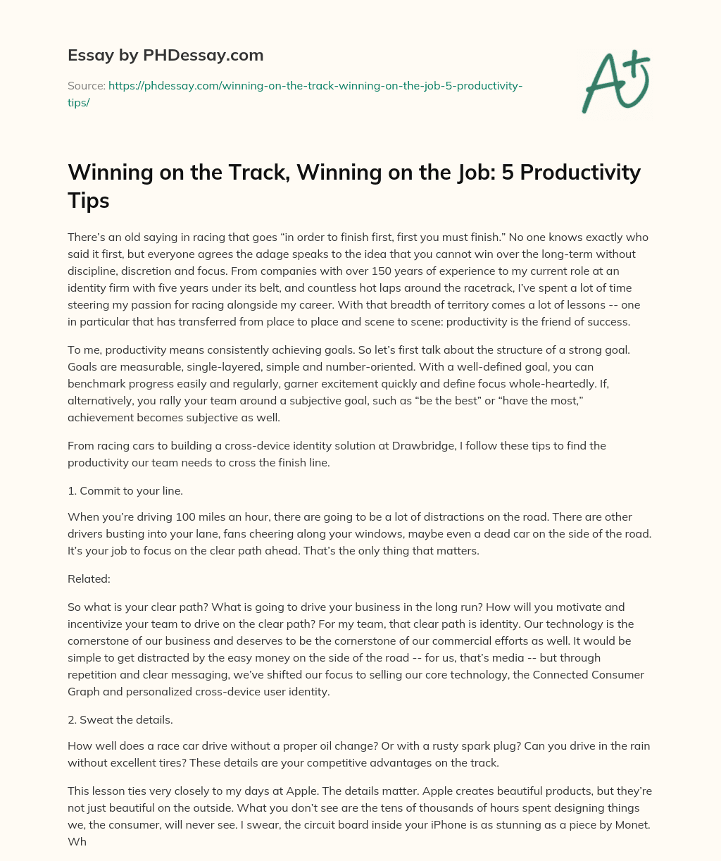 Winning on the Track, Winning on the Job: 5 Productivity Tips ...