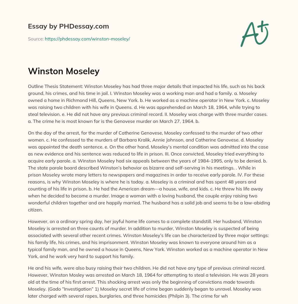 Winston Moseley - PHDessay.com
