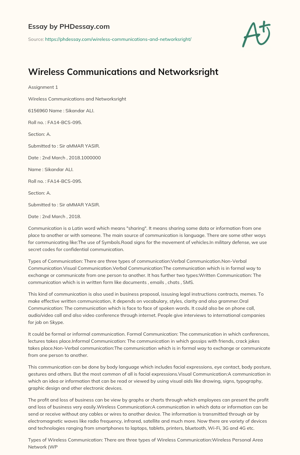 Wireless Communications and Networksright - PHDessay.com