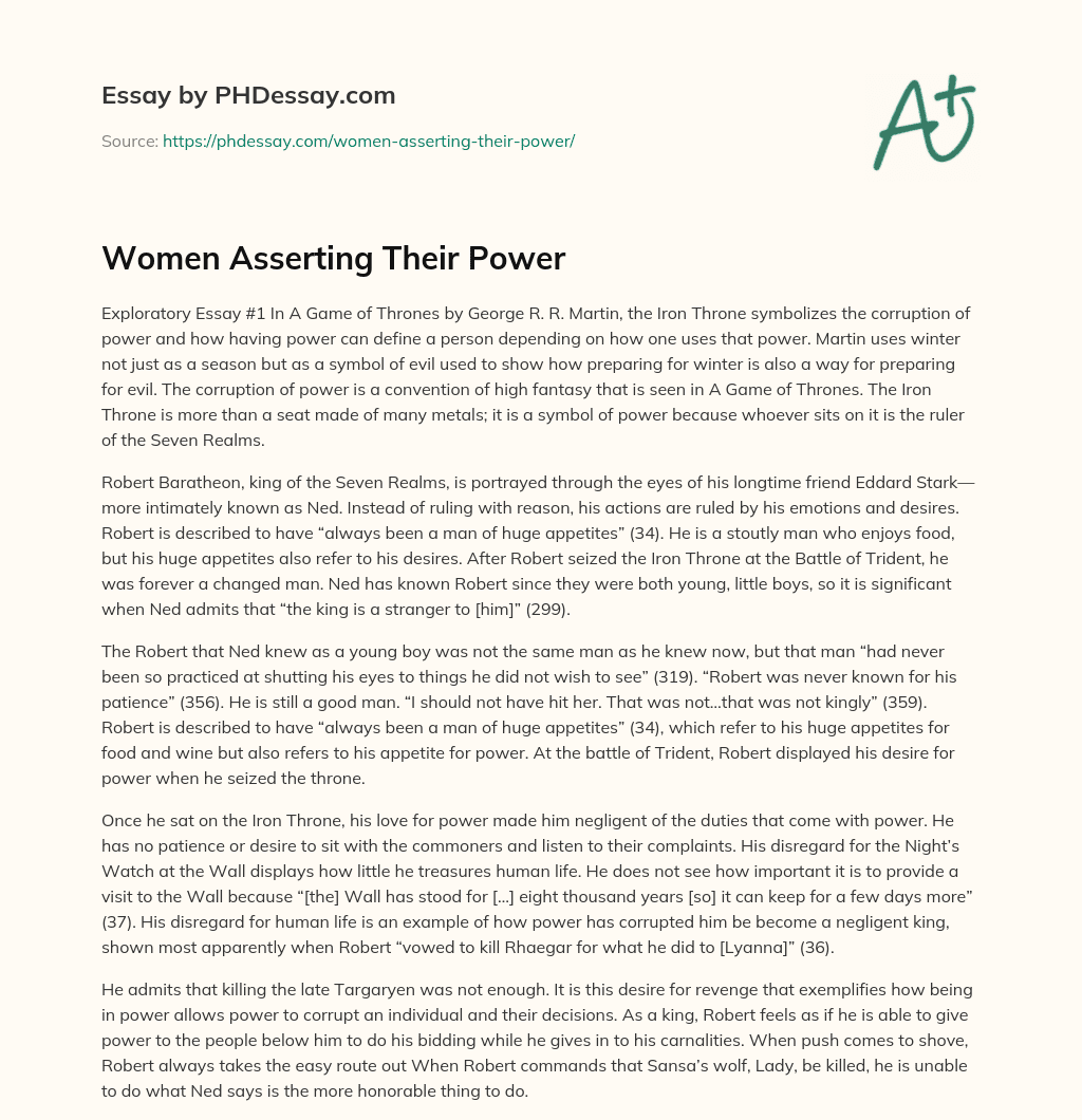 Women Asserting Their Power - PHDessay.com