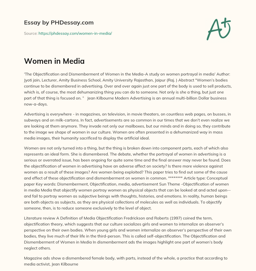 Women in Media - PHDessay.com