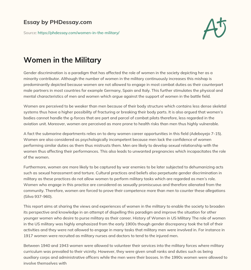 Women in the Military - PHDessay.com