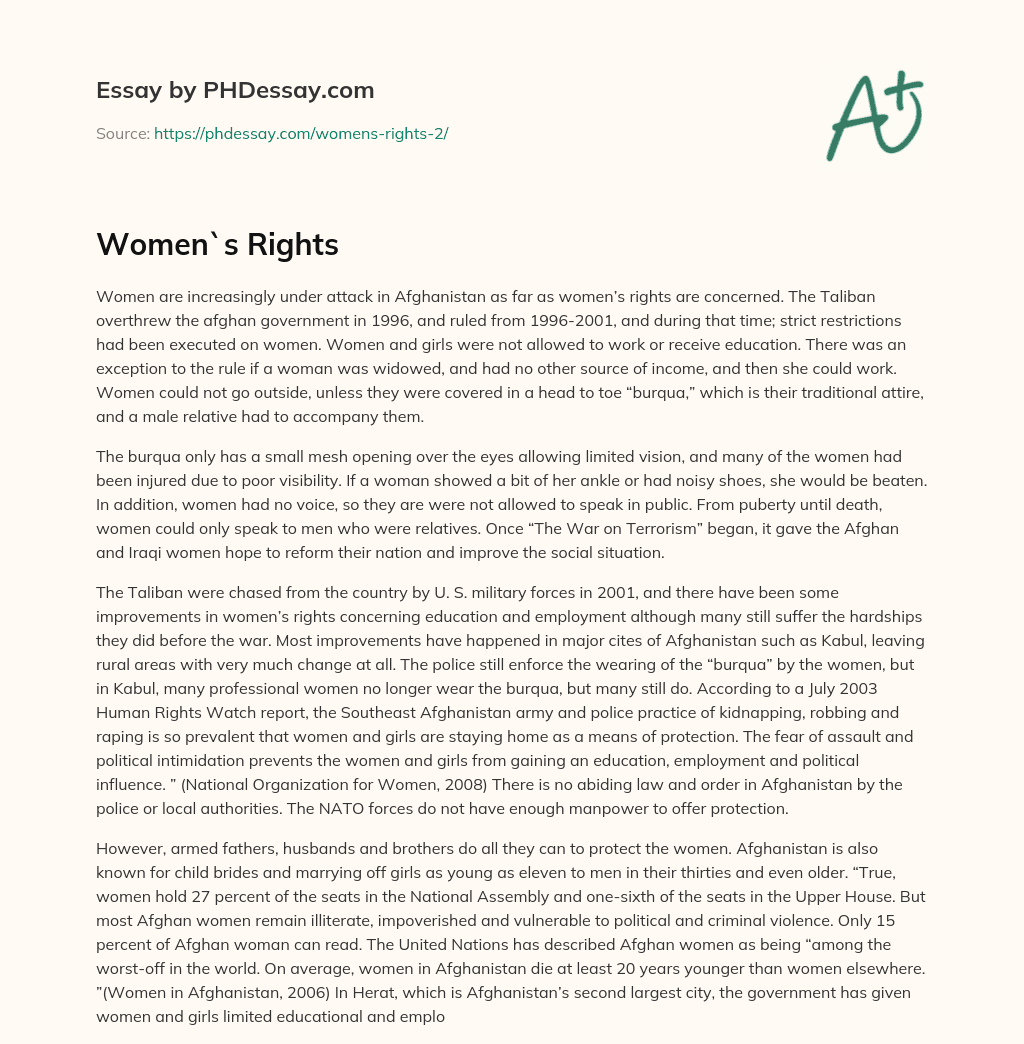 Women`s Rights - PHDessay.com