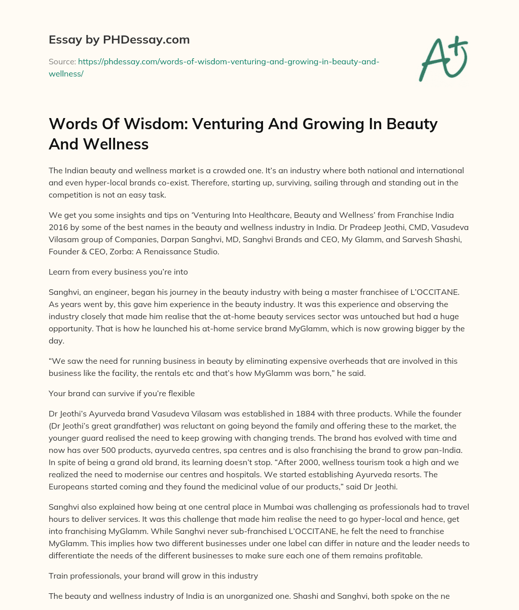 Words Of Wisdom: Venturing And Growing In Beauty And Wellness ...