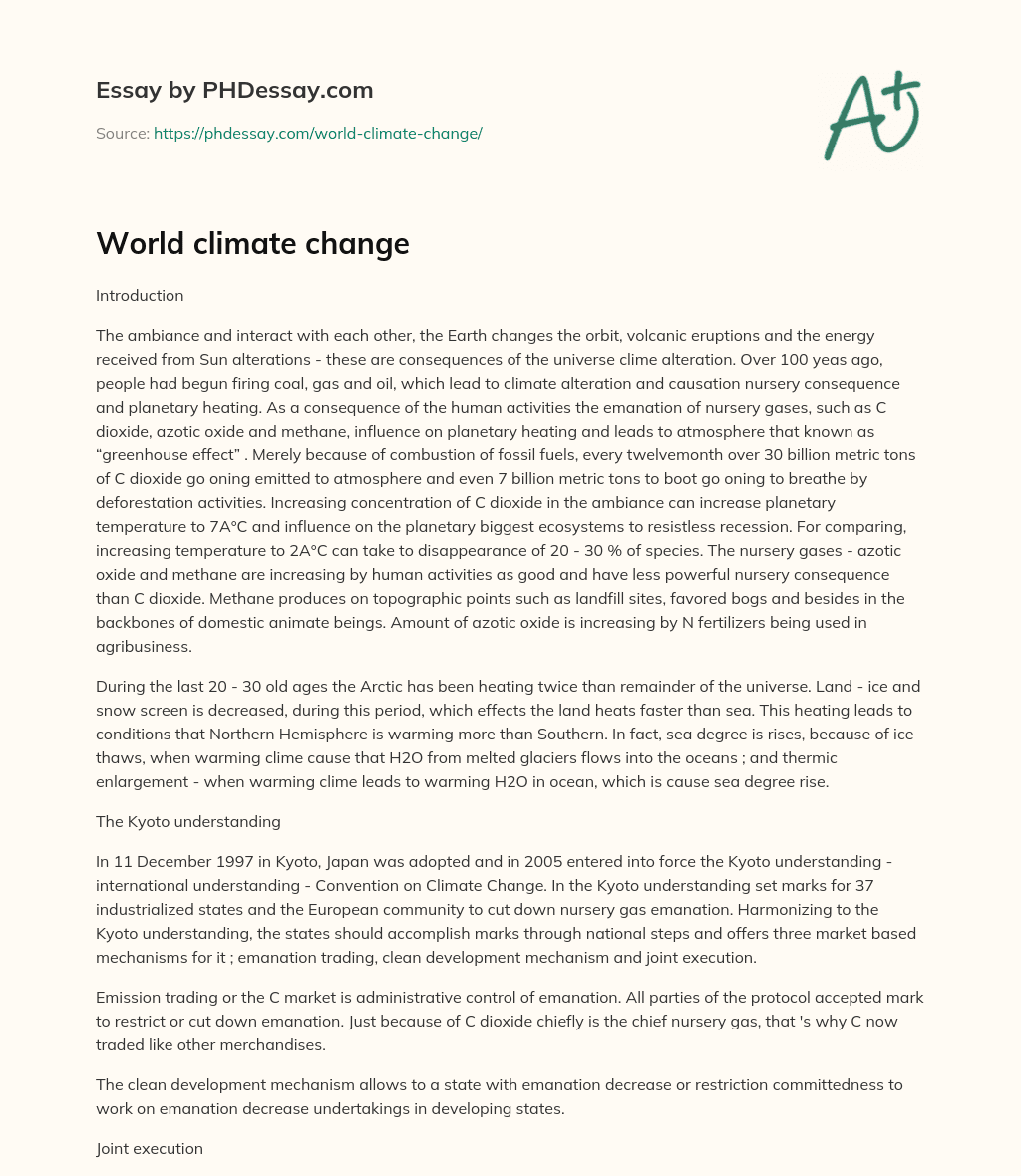 World climate change - PHDessay.com