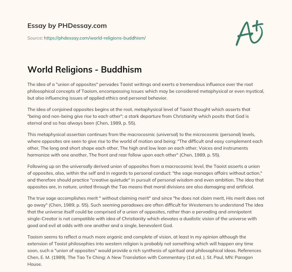 World Religions - Buddhism (400 Words) - PHDessay.com