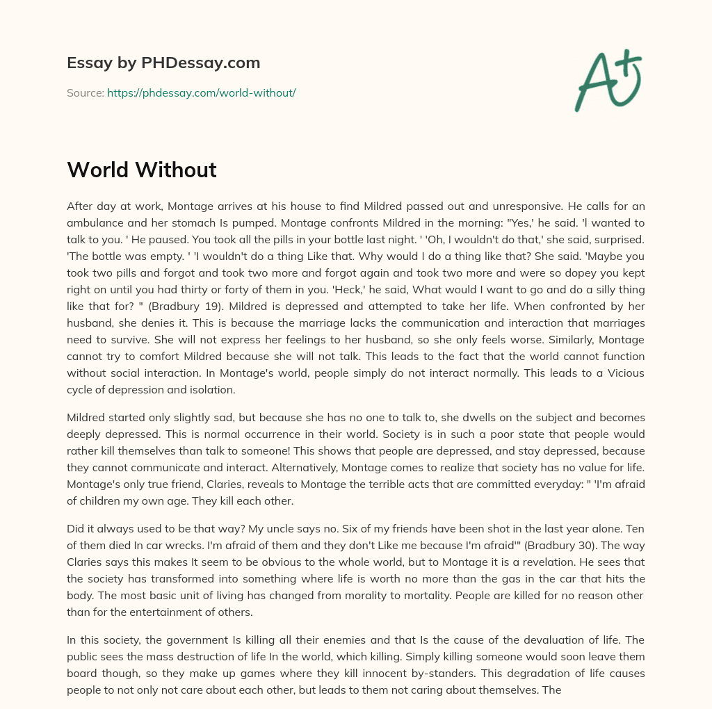World Without - PHDessay.com