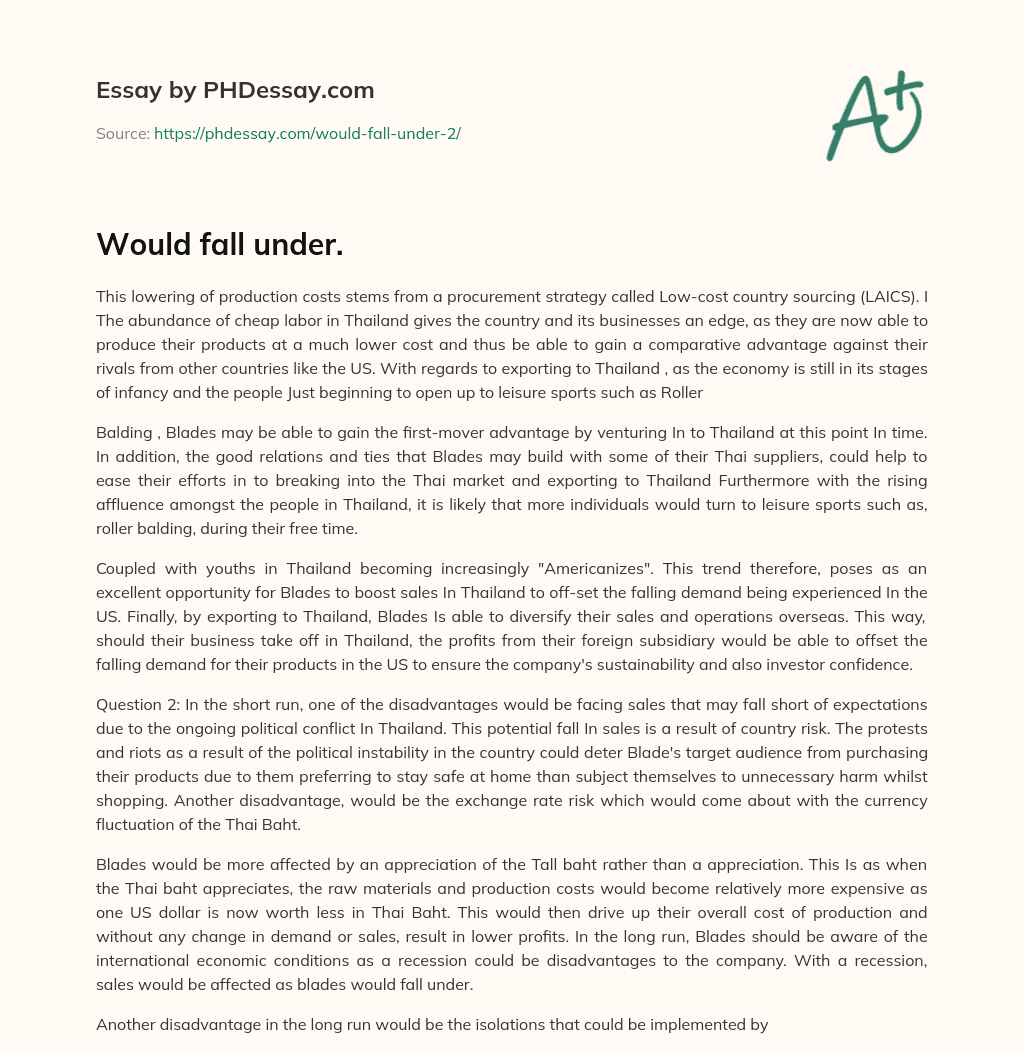 Would fall under. - PHDessay.com