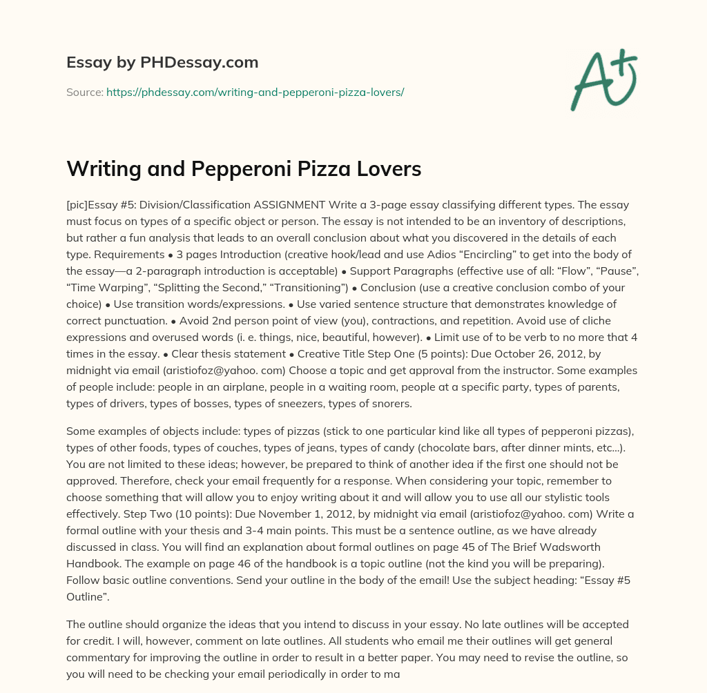 Writing and Pepperoni Pizza Lovers - PHDessay.com