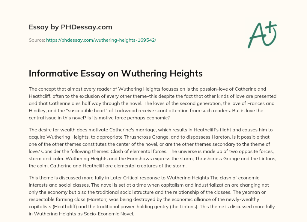 Informative Essay on Wuthering Heights - PHDessay.com