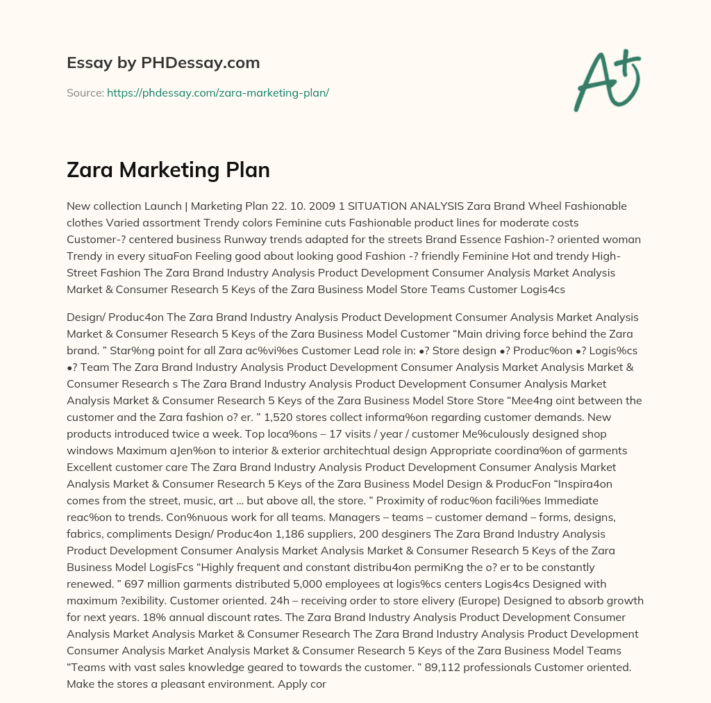 Zara Marketing Plan - PHDessay.com