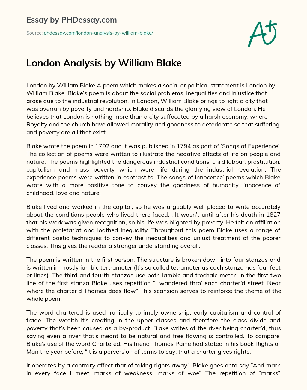 London Poem Summary And Analysis LitCharts 60 OFF