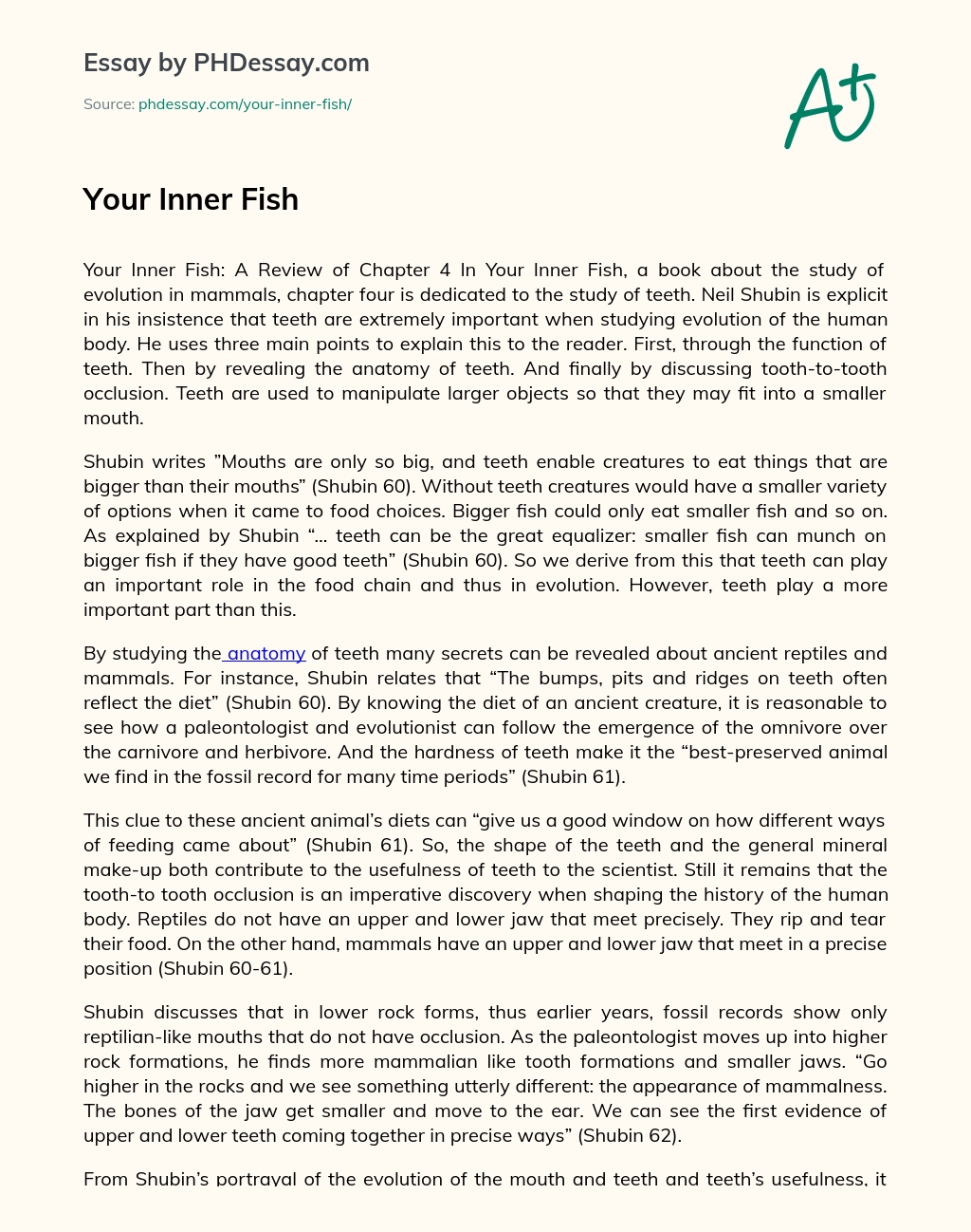 Your Inner Fish Summary Essay Example PHDessay Your Inner Fish Summary Essay Example PHDessay